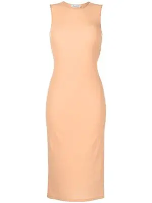JIL SANDER Round-neck Sleeveless Midi Dress - Neutrals