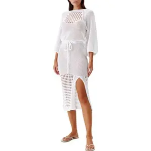 Melissa Odabash Brooke Open Knit Sheer Cover-up Dress - White