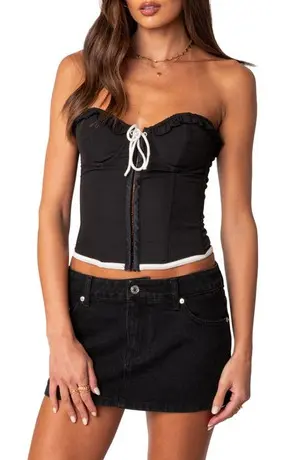 EDIKTED Abbey Ruffle Trim Corset Top