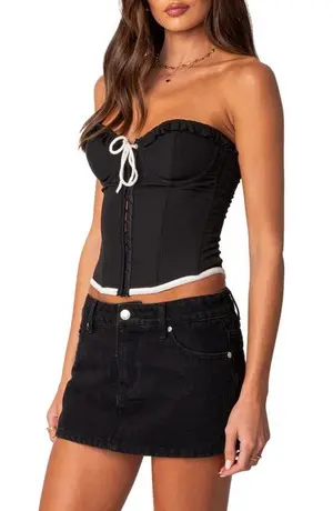 EDIKTED Abbey Ruffle Trim Corset Top