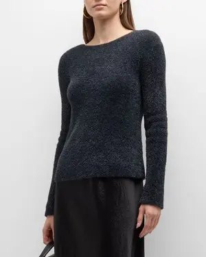 Vince Lurex Eyelash Knit Pullover Top - Obsidianblack