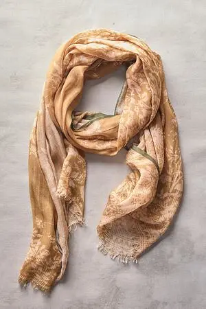 ELIZABETH GILLETT Celeste Floral Border Scarf Gold