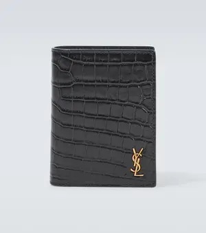 Saint Laurent Cassandre Leather Wallet - Black