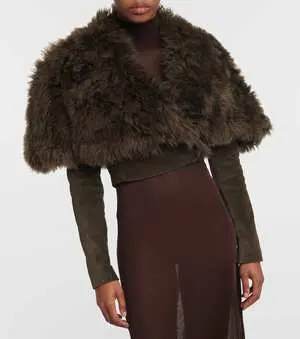 Alaïa Cropped Shearling And Suede Jacket