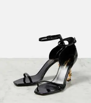 Saint Laurent Opyum 85 Patent Leather Sandals - Black