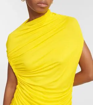 FERRAGAMO Ruched Jersey Midi Dress