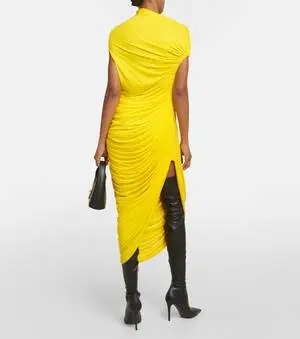 FERRAGAMO Ruched Jersey Midi Dress