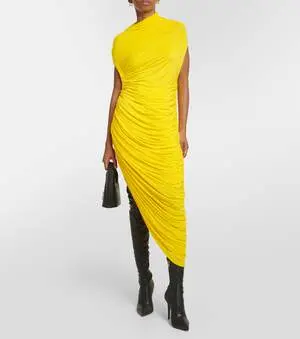 FERRAGAMO Ruched Jersey Midi Dress