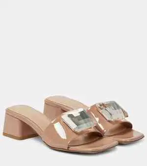 GIANVITO ROSSI Jaipur Embellished Patent Leather Mules