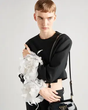 Prada Single-breasted Jacket With Feather Trim
