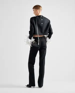 Prada Single-breasted Jacket With Feather Trim