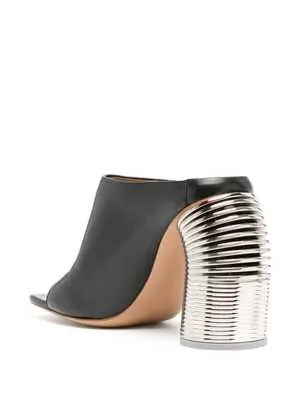 Off-White Leather Spring Heel Sandals - Black