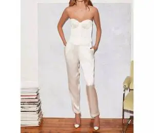 FLEUR DU MAL Tuxedo Pant In Ivory - Multi