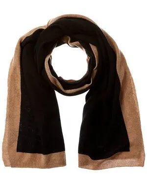 FORTE CASHMERE Contrast Trim Oversized Cashmere Scarf - Black