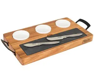 VIKING 7-piece Acacia Wood Slate Cheese Board S Et - One-color