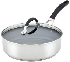 CIRCULON Nonstick Stainless Steel 3--quart Cove Ed Saute Pan - Silver
