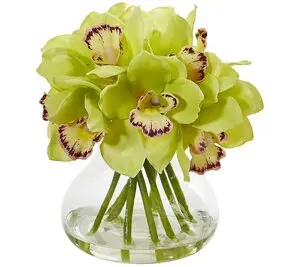 NEARLY NATURAL 8' Cymbidium Orchid In Glass Vase Nearly Nat Ural - One-color