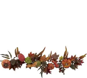 NEARLY NATURAL 54' Pumpkin & Gourd Garland By - One-color