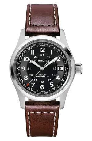 Hamilton Khaki Field Automatic Strap Watch - Brown/black/silver