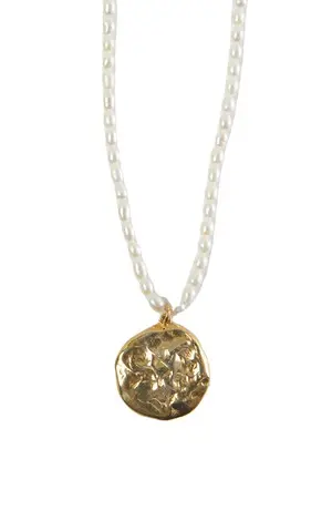 Argento Vivo Molten Pendant Freshwater Pearl Beaded Necklace