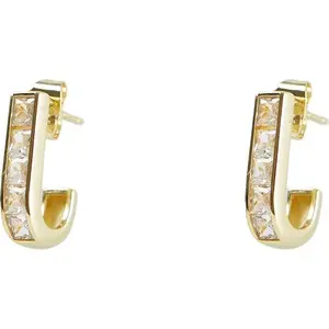 Argento Vivo Princess Cubic Zirconia Hoop Earrings - Gold