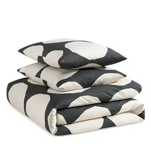 Marimekko Kivet Grey Cotton Duvet Cover Set - Charcoal Grey