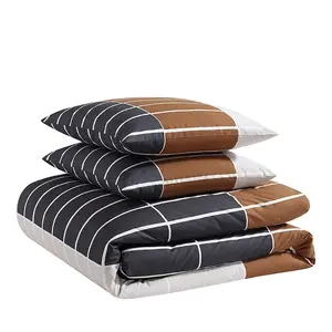 Marimekko Tiiliskivi Raita Cotton Duvet Cover Set - Charcoal Grey