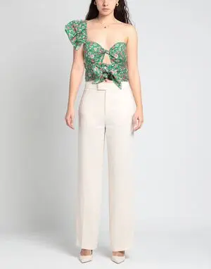 VANESSA SCOTT One-shoulder Floral Top - Green