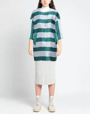 ANNIE P. Striped Overcoat - Deep Jade