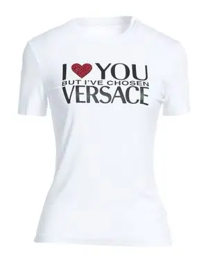 Versace Printed T-shirt With Crystal Embellishments - White