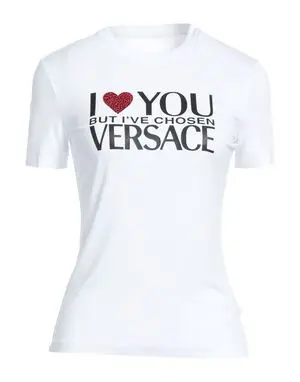 Versace Printed T-shirt With Crystal Embellishments - White
