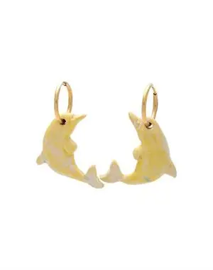 LEVENS JEWELS Dolphin Hoop Earrings - Yellow