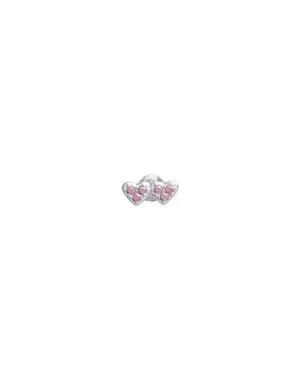 KURSHUNI Twin Heart Single Earring - Silver