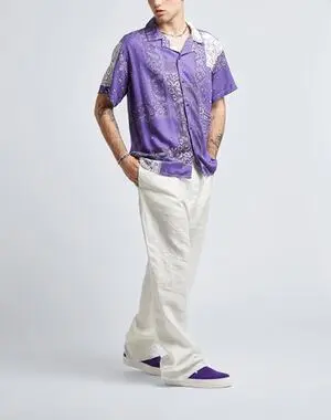 8 BY YOOX Printed Viscose Collar Camp Shirt Shirt Size Viscose - Purple