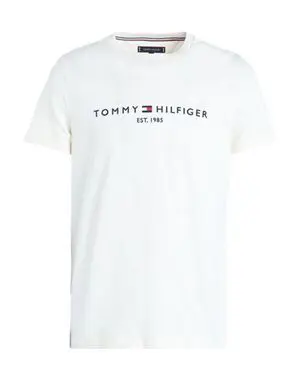 Tommy Hilfiger Tommy Logo T-shirt Man T-shirt Navy Size Xl Cotton Cream