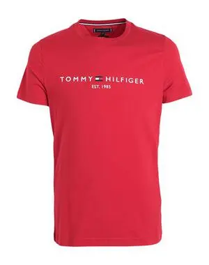 Tommy Hilfiger Tommy Logo T-shirt Man T-shirt Navy Size Xl Cotton Tomato Red