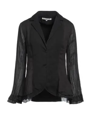 European Culture Blazer Size Cotton, Ramie, Elastane - Black