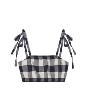 Cos Linen-cotton Blend Checkered Crop Top