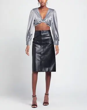 VICOLO Satin Crop Top - Grey