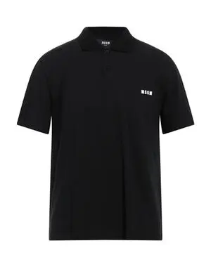 MSGM Man Polo Shirt Lime Green Size 38 Cotton Black