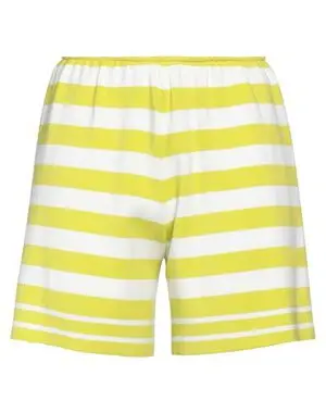 KAOS KAOS Striped High Waisted Viscose And Polyester Shorts Acid Green