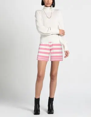KAOS Striped High Waisted Viscose And Polyester Shorts - Pink