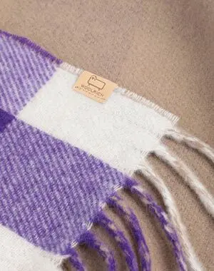 Woolrich Double-sided Wool Check Scar Scarf Virgin Wool - Purple