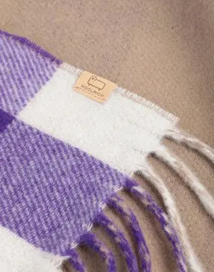 Woolrich Double-sided Wool Check Scar Scarf Virgin Wool - Purple