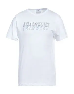 BIKKEMBERGS Man T-shirt Midnight Blue Size S Cotton White