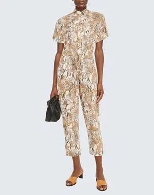Enza Costa Cotton Animal Print Jumpsuit