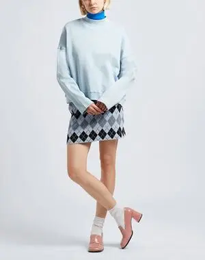 8 BY YOOX Organic Cotton Oversized Mock Neck Sweatshirt - Blue