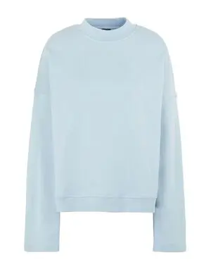 8 BY YOOX Organic Cotton Oversized Mock Neck Sweatshirt - Blue