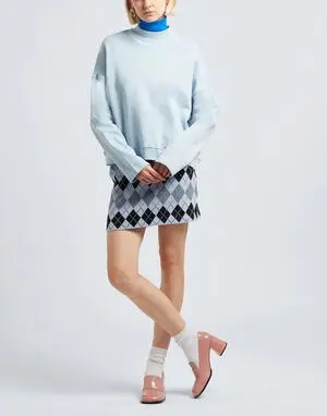 8 BY YOOX Organic Cotton Oversized Mock Neck Sweatshirt - Blue