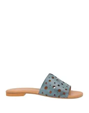VIVIAN Calfskin Openwork Sandals - Blue